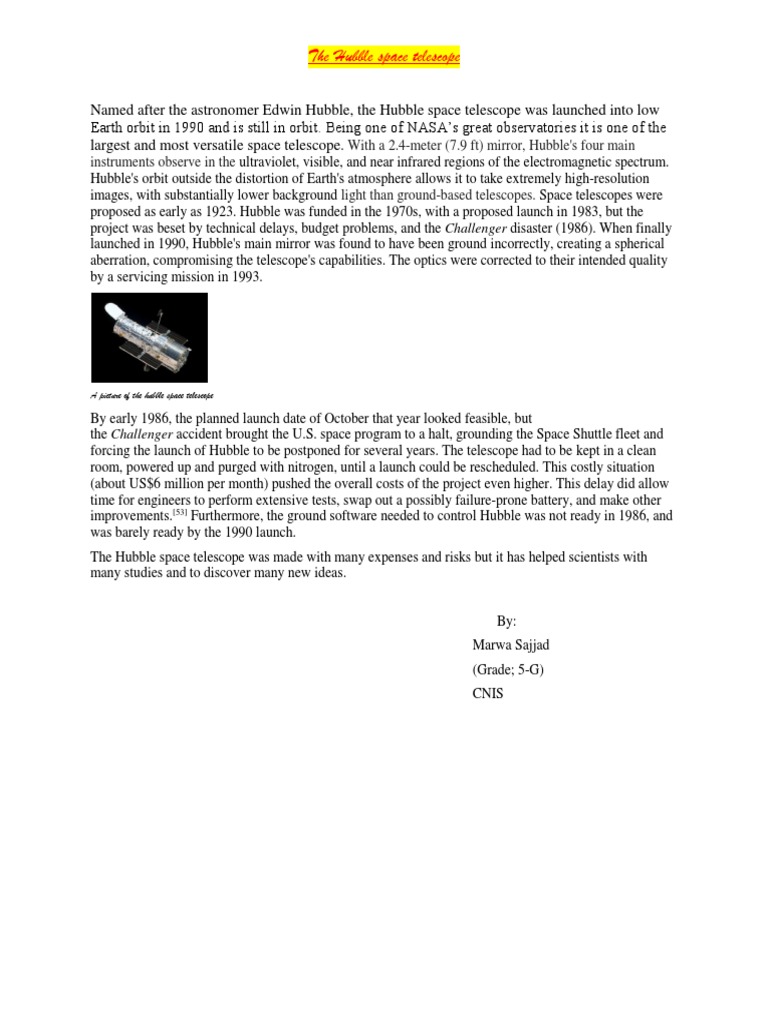 The Hubble Space Telescope | PDF