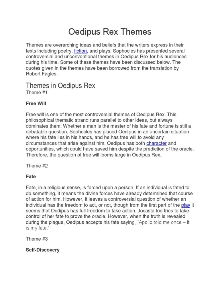 Oedipus Rex Themes | PDF | Oedipus
