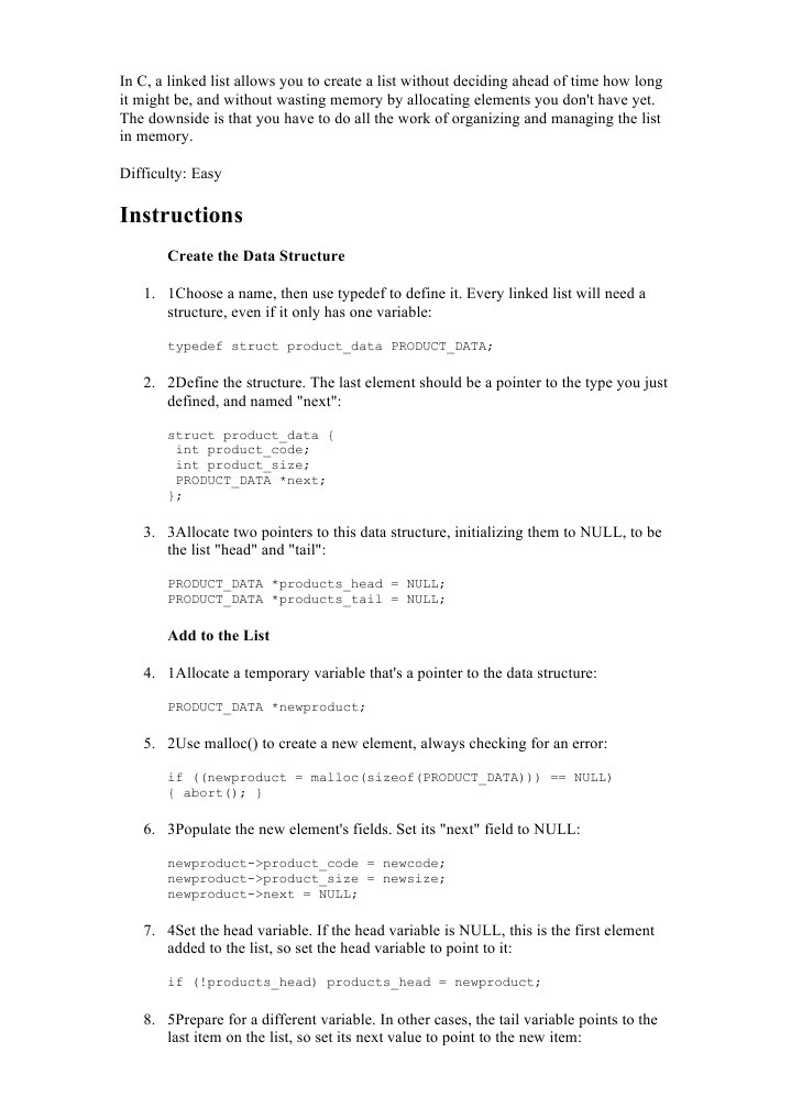 How To Create A Linked List in C | PDF | Pointer (Computer Programming ...