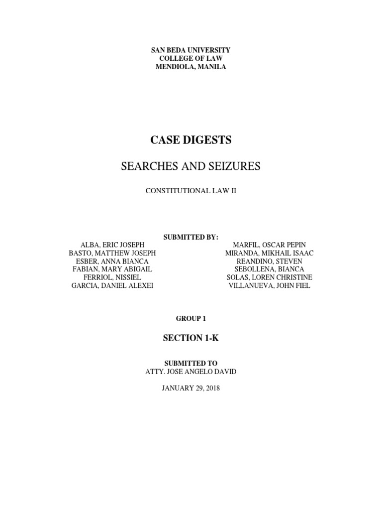 Group 1 Case Digests 3 PDF | PDF | Search And Seizure | Probable Cause