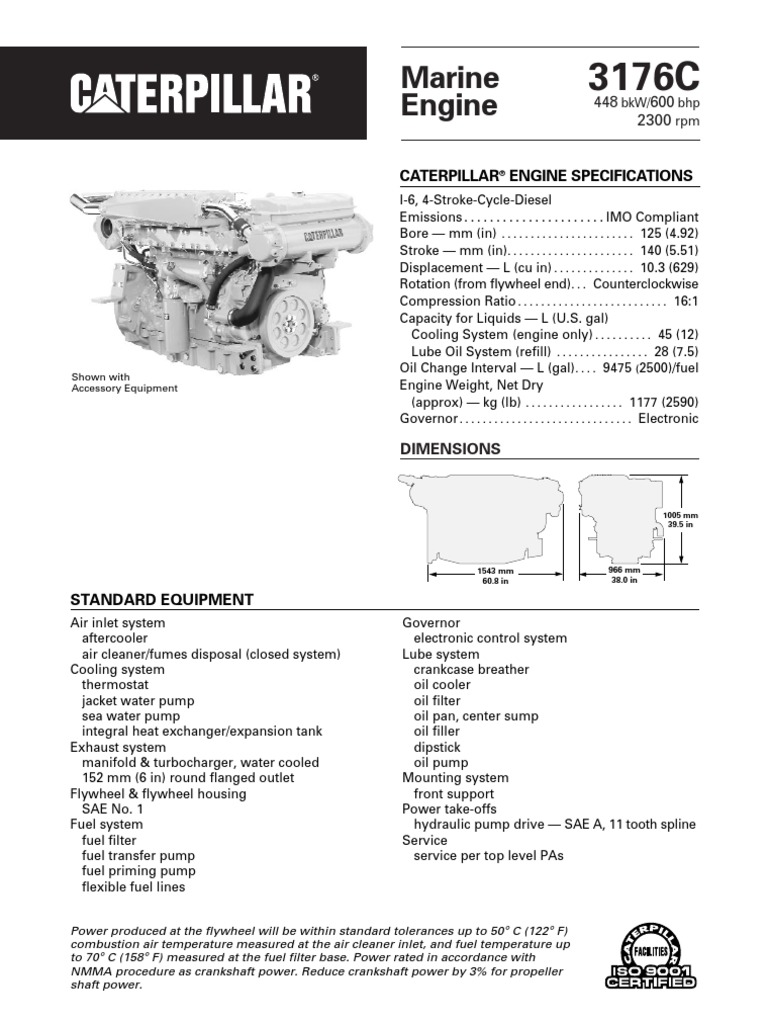 Spec Sheet - Cat 3176C Propulsion | PDF | Motor Oil | Pump