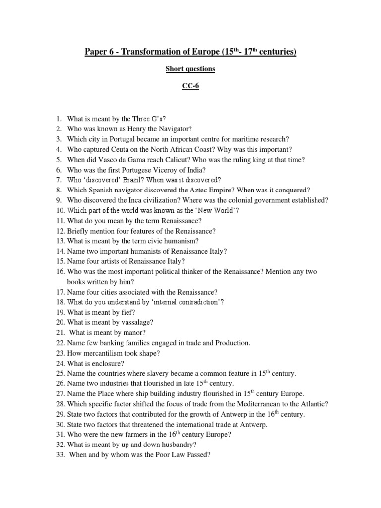 History Short Medieval Question | PDF | Renaissance | Italian Renaissance