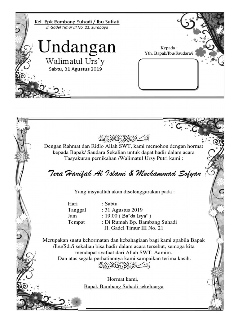Undangan Walimatul Ur'sy | PDF