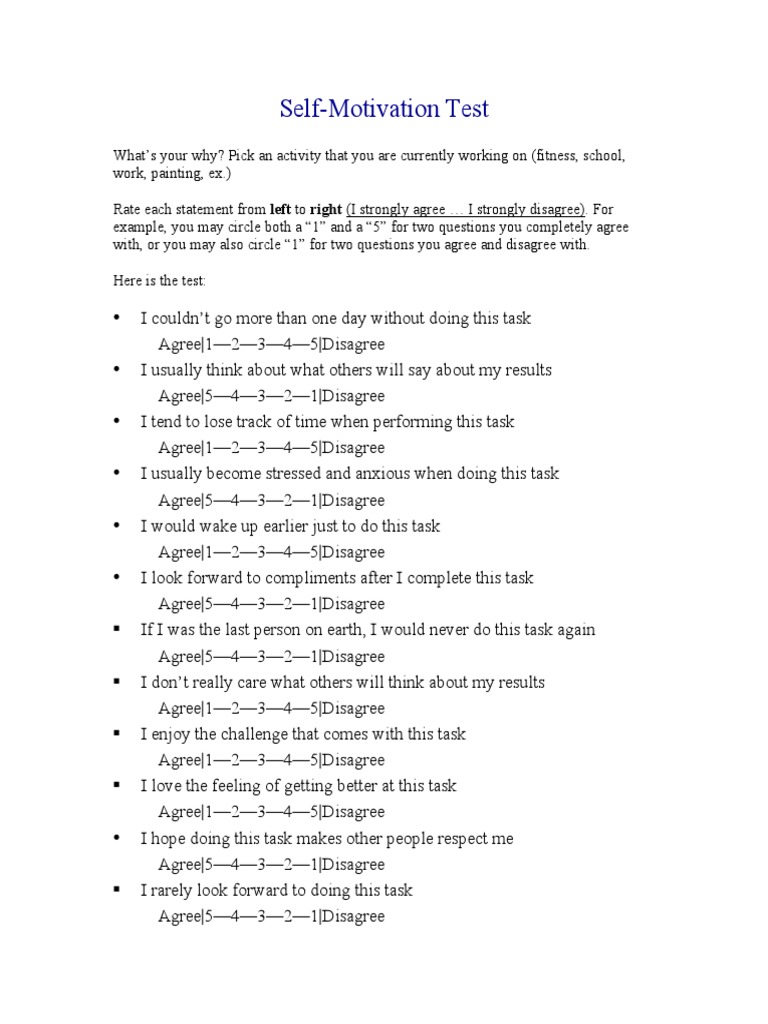 Self-Motivation Test | Motivation | Motivational