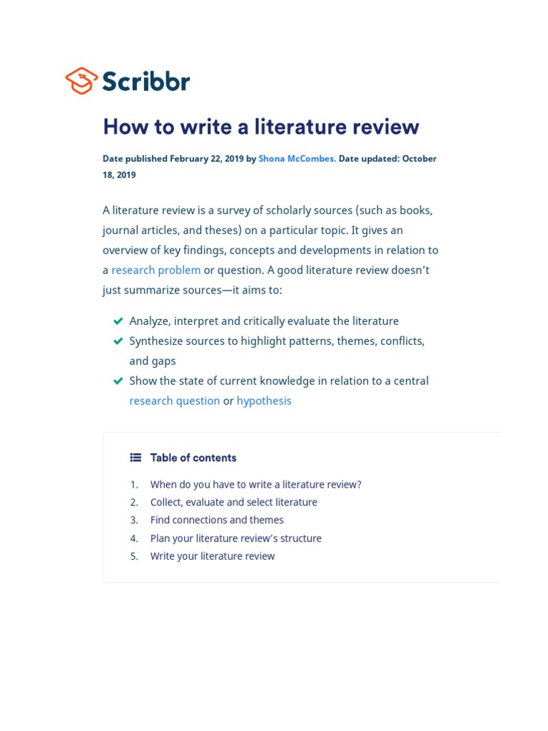 How To Write A Literature Review | PDF | Citation | Literature Review