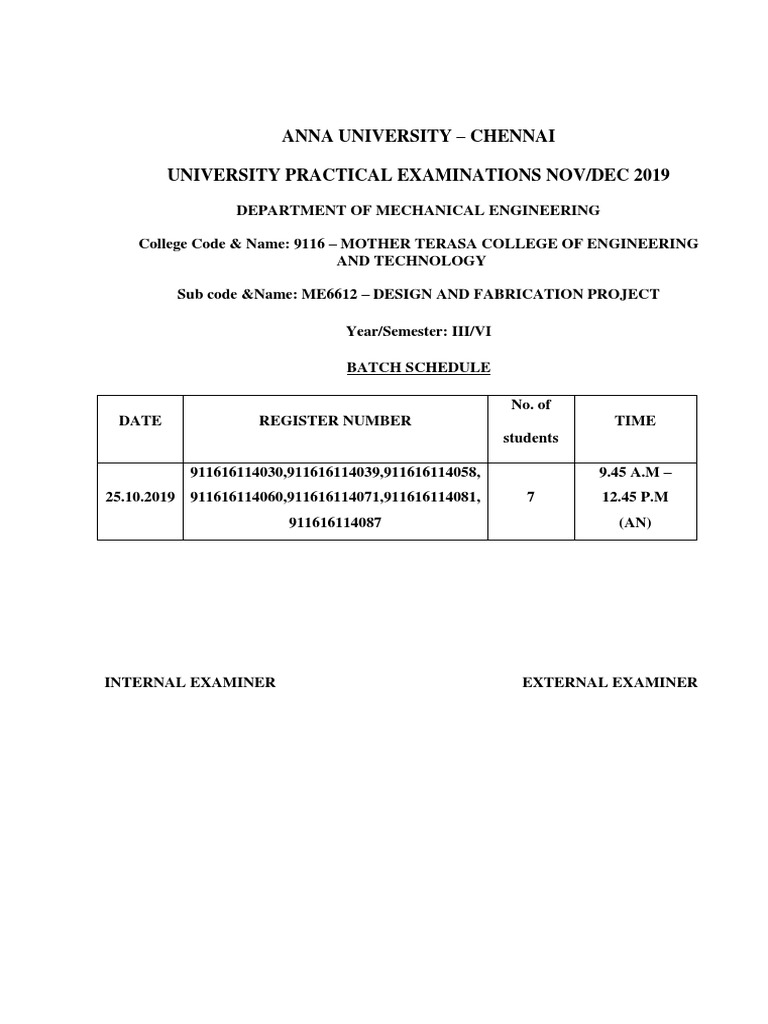 Lab Schedule Format | PDF