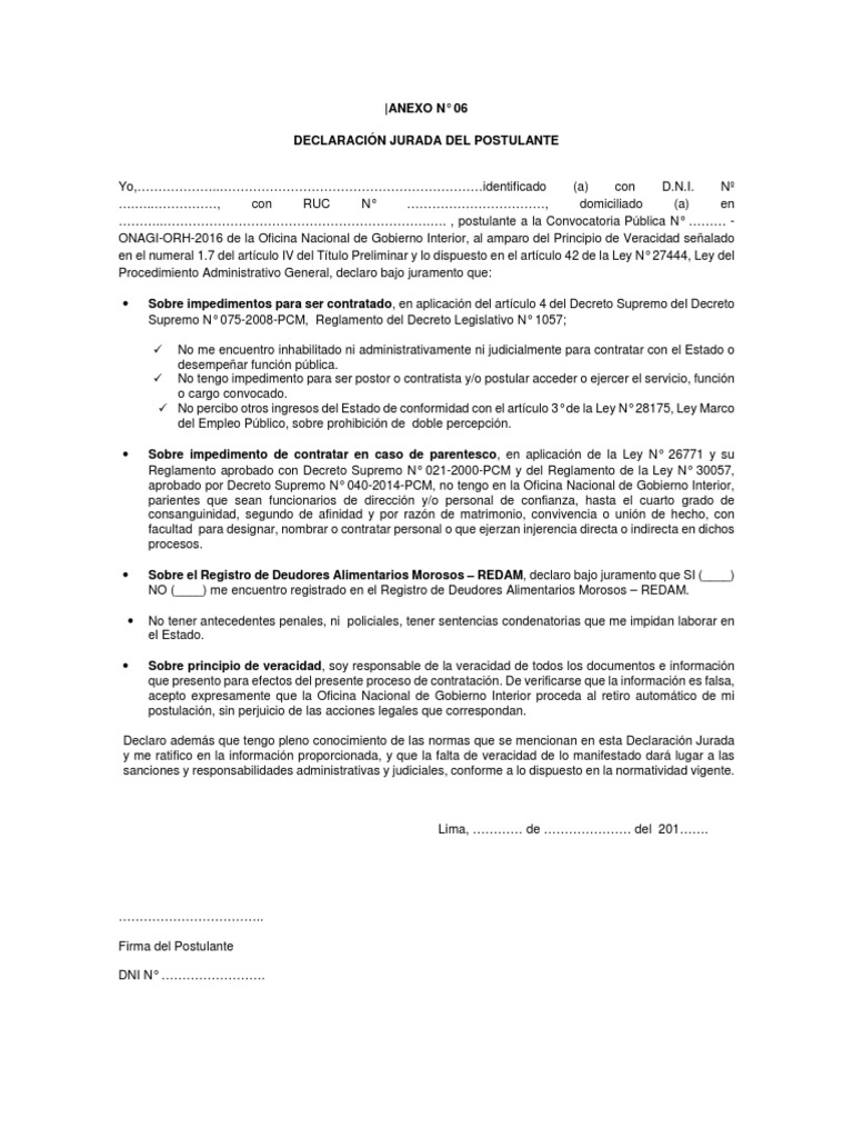 Declaracion Jurada | PDF | Virtud | Esfera pública