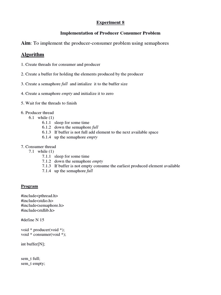 Expt 8 Producer Consumer | PDF | Computer Science | Information ...