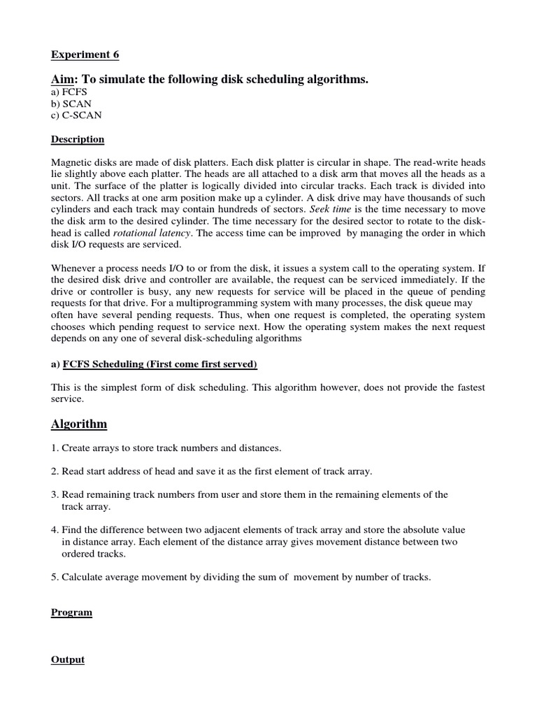 Expt 6 Disk Scheduling Lab | PDF | Hard Disk Drive | Array Data Structure