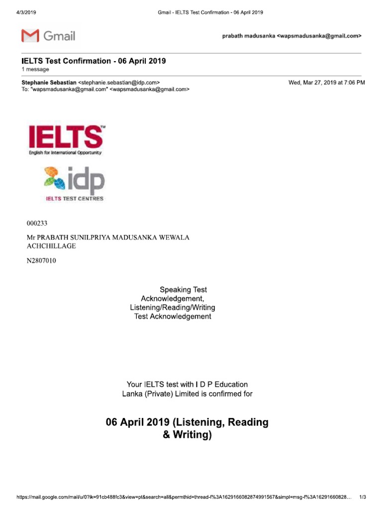 Idp Ielts Exam | PDF