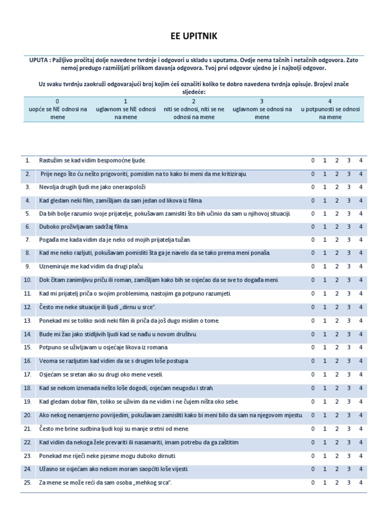 Skala Emocionalne Empatije | PDF