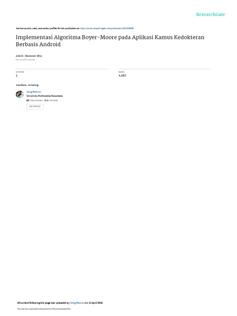 Implementasi Algoritma Boyer-Moore Pada Aplikasi Kamus Kedokteran ...