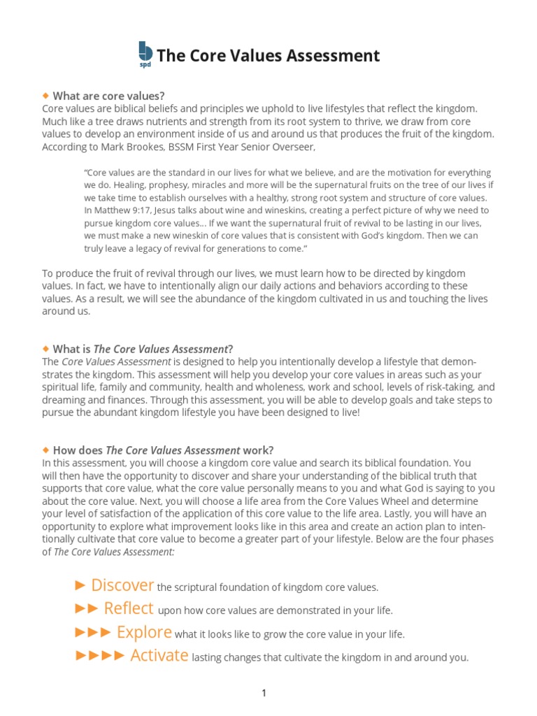 The Core Values For Ministry | PDF | Spirituality | Goal