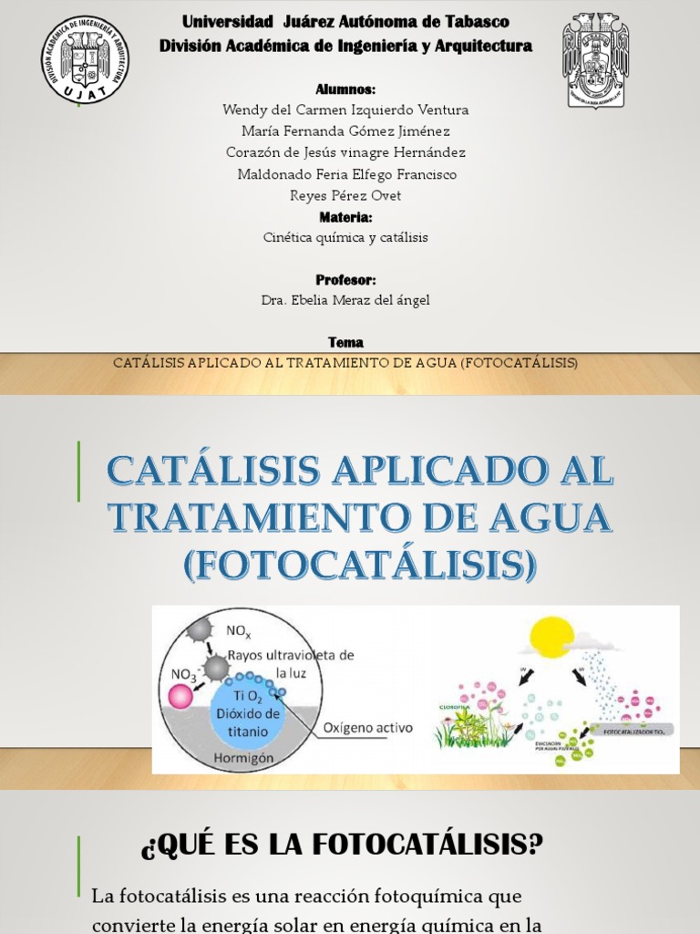 Catalisis Del Tratamiento Del Agua (Fotocatalisis) | PDF | Catálisis | Agua