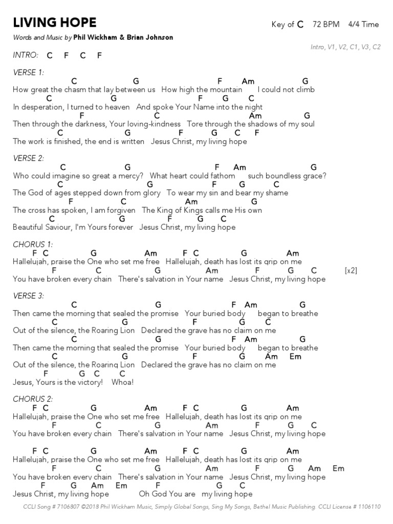 Living Hope - Chord (C) | PDF | Religious Behaviour And Experience ...