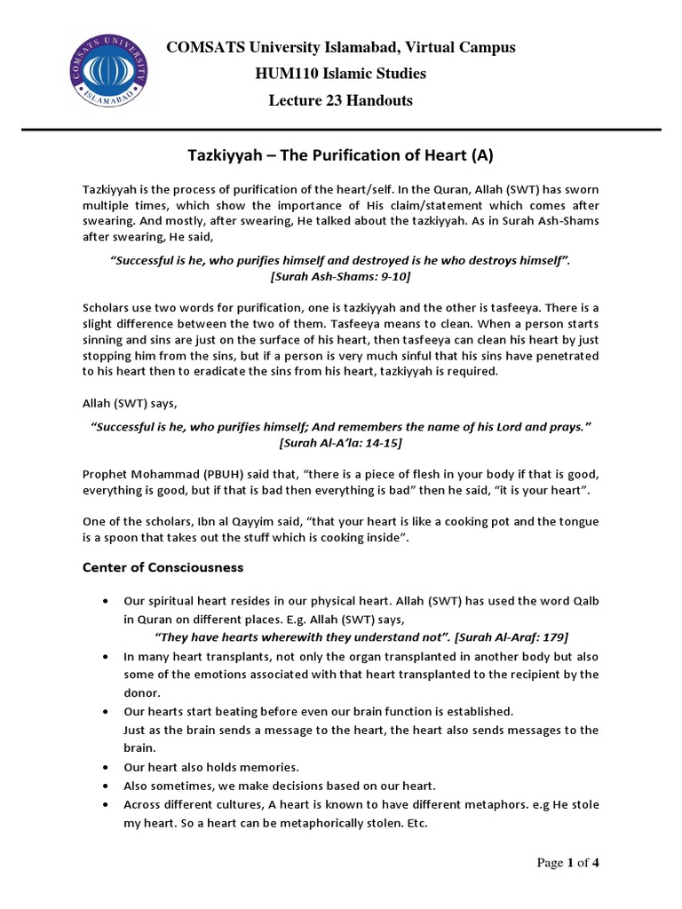 Tazkiyyah: Purification of the Heart | PDF | God In Islam | Abrahamic ...