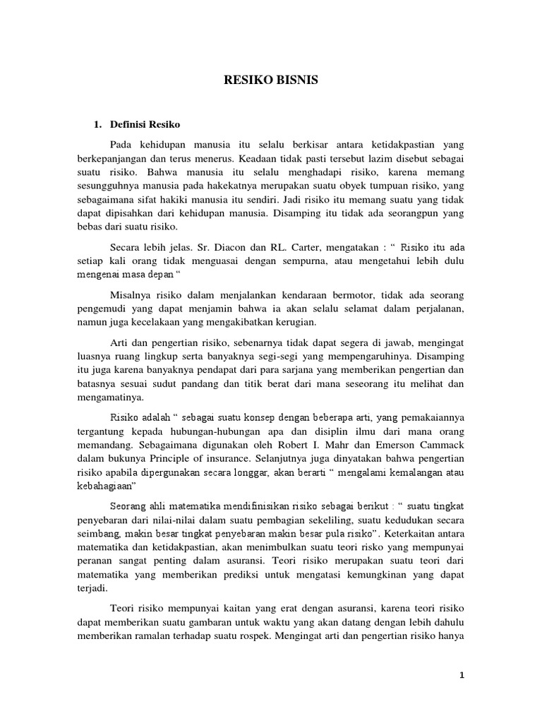 Resiko Bisnis | PDF