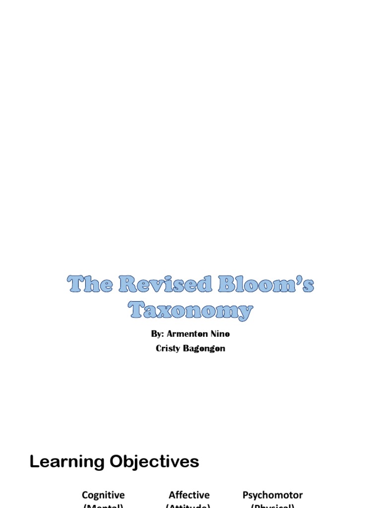 The Revised Blooms Taxonomy ASSESSMENT | PDF | Learning | Neuropsychology