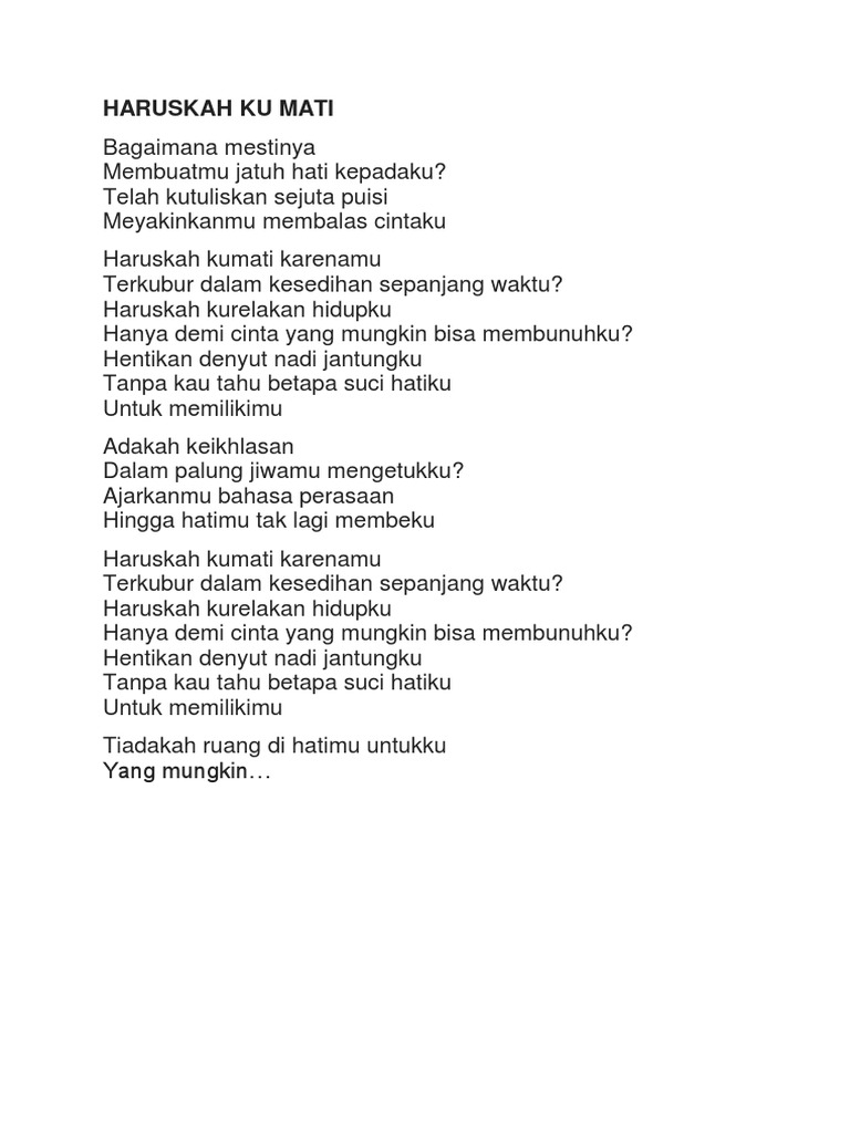 Haruskah Ku Mati | PDF