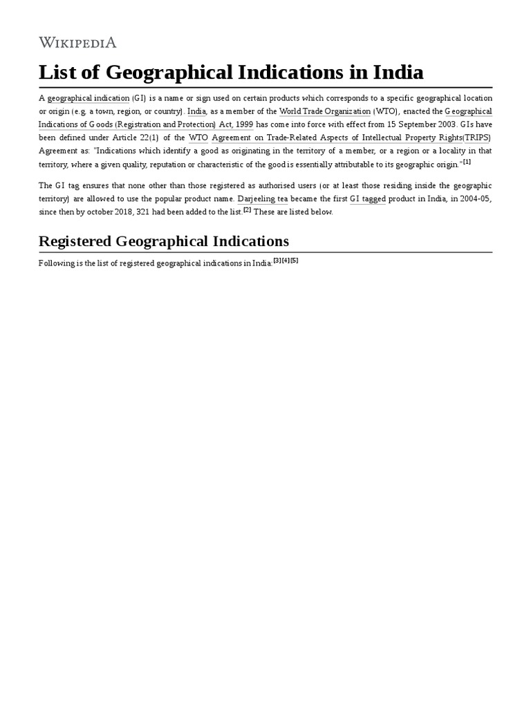 List of Geographical Indications in India PDF | PDF | Business