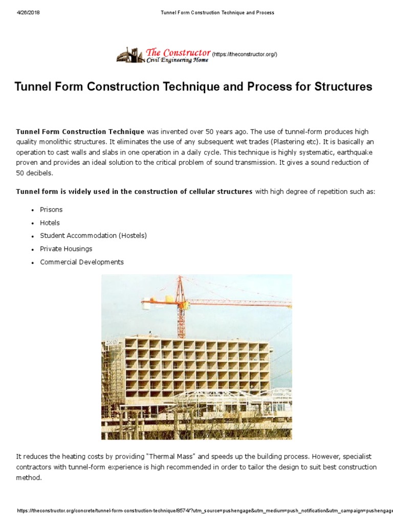Tunnel Form Construction Technique and Process | PDF | Concrete ...