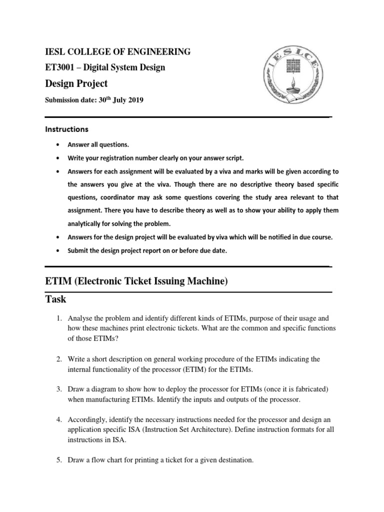 ET3001 DSD Design Project 2019 | PDF | Central Processing Unit | Vhdl
