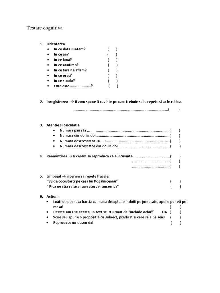 Testare Cognitivă: Ghid Practic | PDF