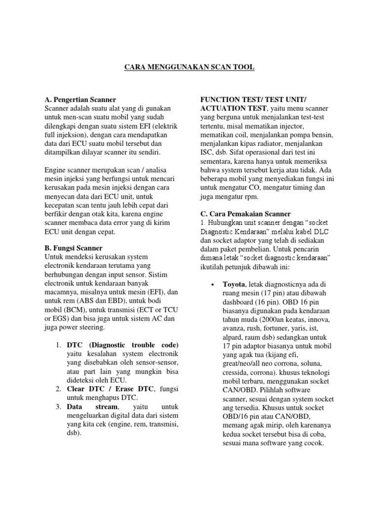 Cara Menggunakan Scantool | PDF