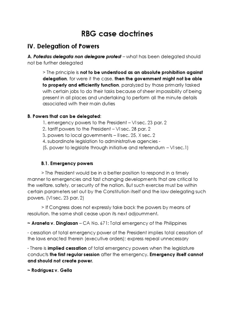 RBG Case Doctrines Delegation of Powers | PDF | United States ...