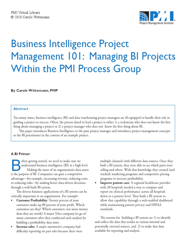 Business Intelligence Project Management 101: Managing BI Projects ...