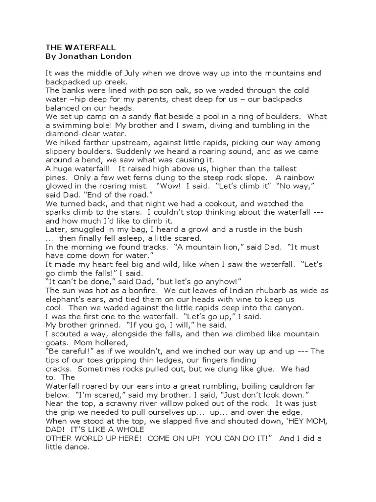 The Waterfall by Jonathan London | PDF | Nature