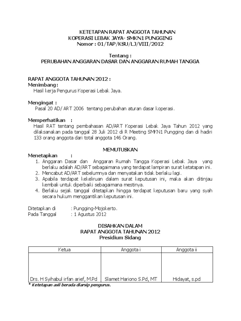 AD ART Koperasi | PDF