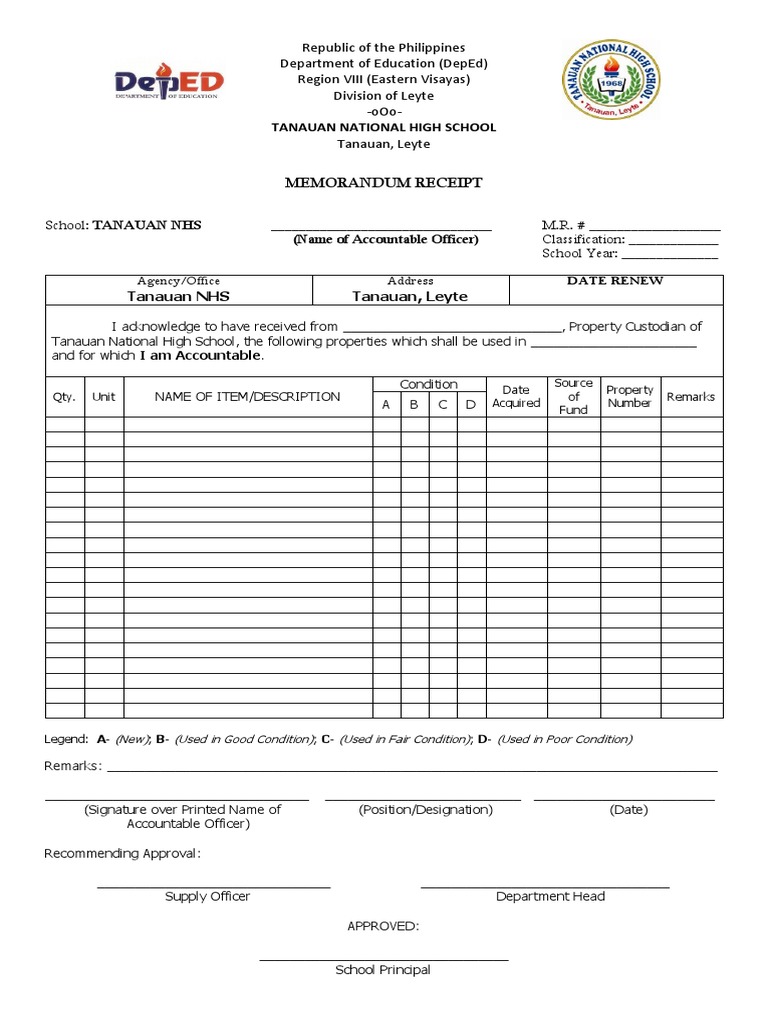 Memorandum Receipt (MR) | PDF | Government | Business