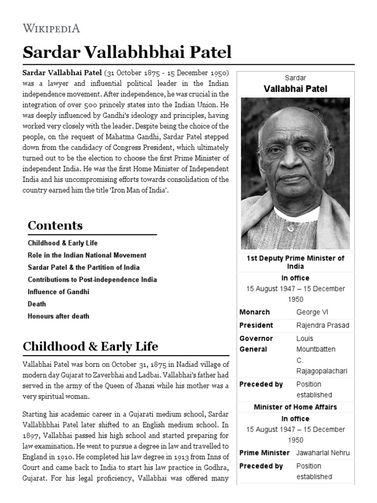 Sardar Vallabhbhai Patel - Simple English Wikipedia, The Free ...