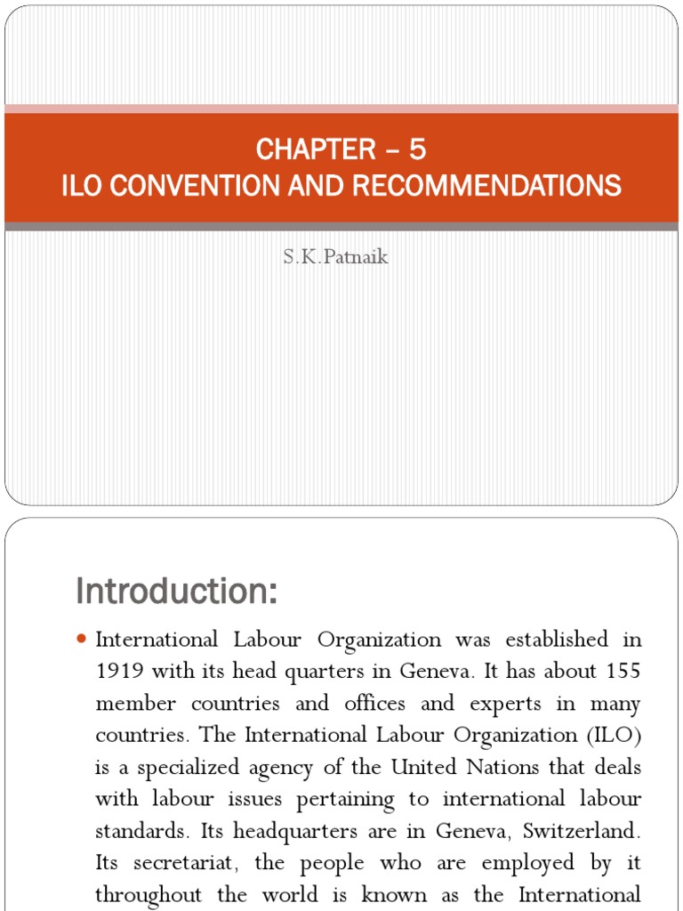 Chapter - 5 Ilo Convention and Recommendations: S.K.Patnaik | PDF ...