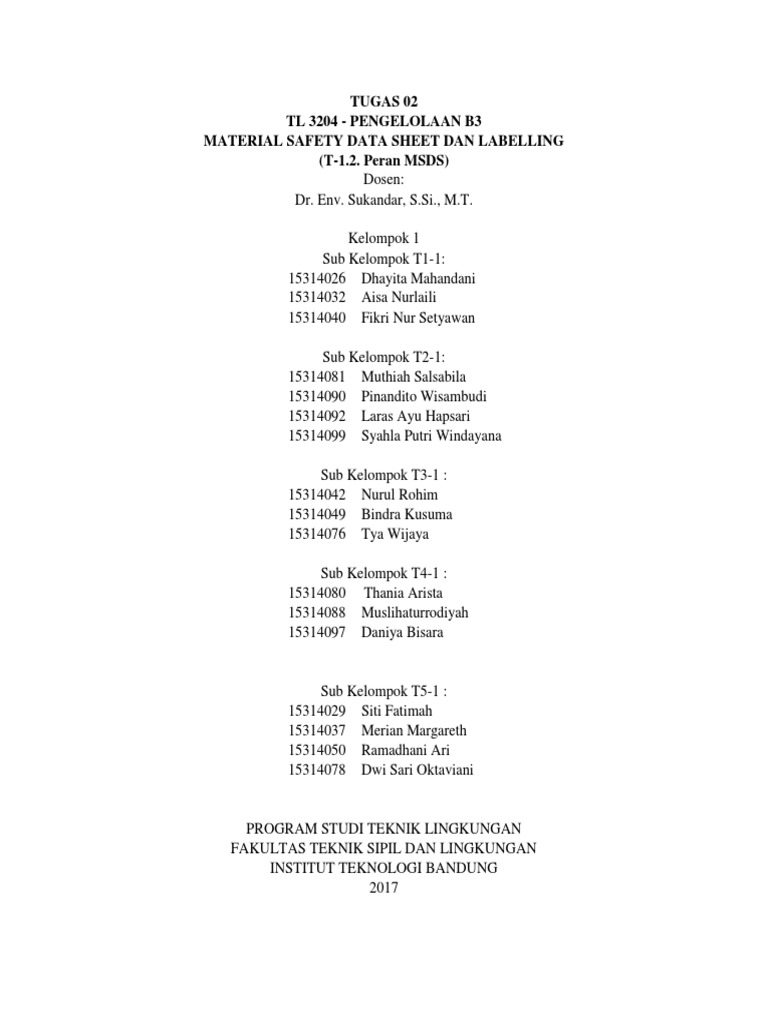 Peran dan Fungsi MSDS dalam Pengelolaan B3 | PDF