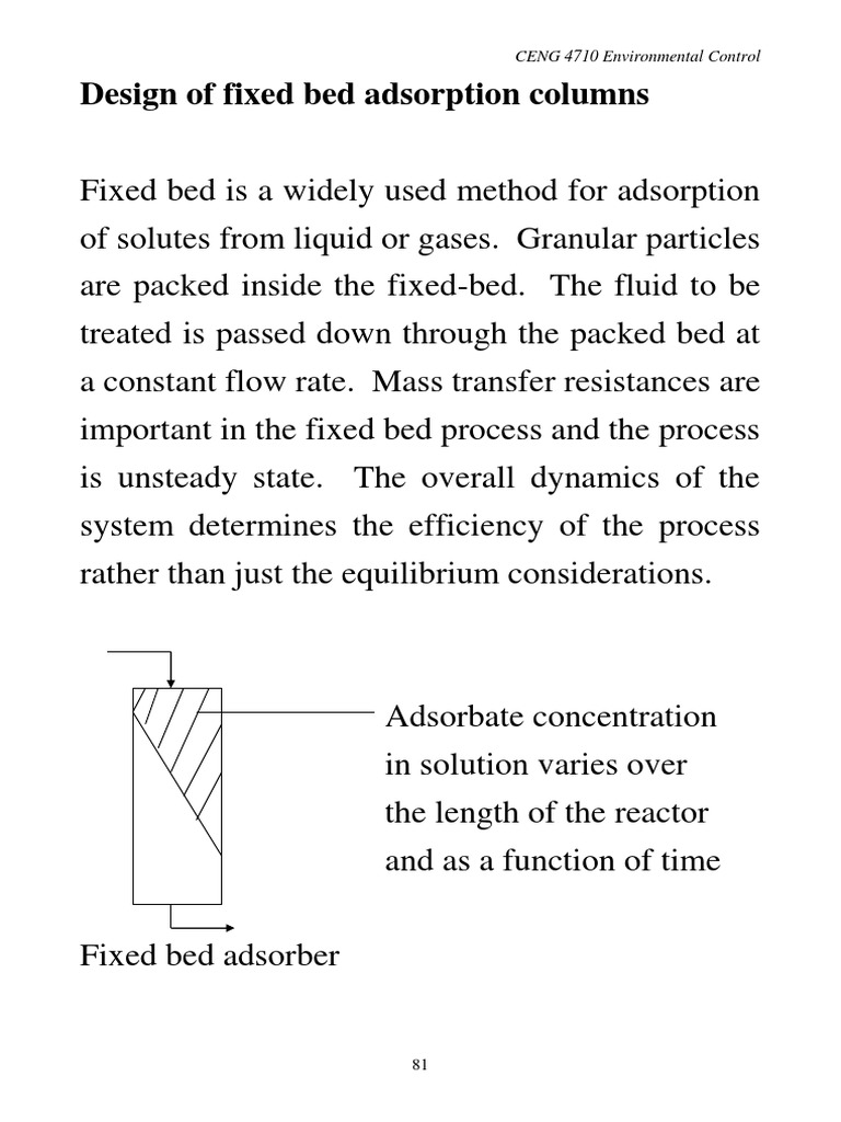 Design of Fixed Bed Adsorption Columns: CENG 4710 Environmental Control ...
