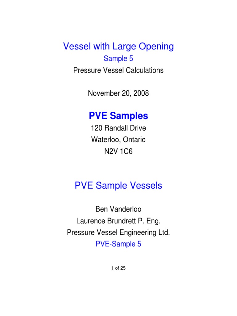 Vessel With Large Opening: PVE Samples | PDF | Pipe (Fluid Conveyance ...