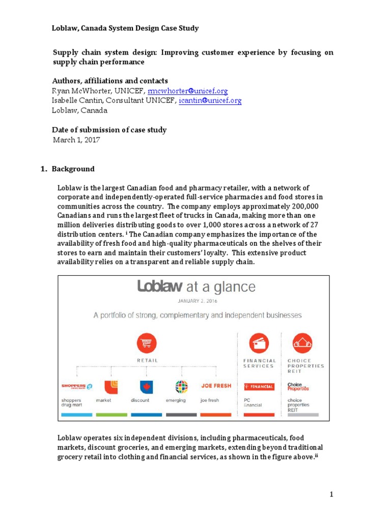 Loblaw Study Case New | PDF | Inventory | Supply Chain
