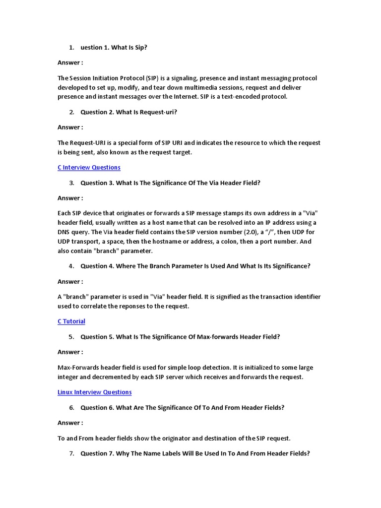 Sip Questions | PDF | Session Initiation Protocol | Instant Messaging