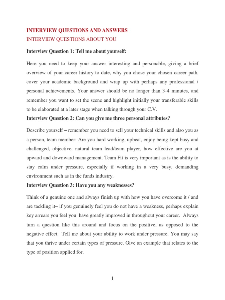 Interview Questions and Answers | PDF | Employment | Question