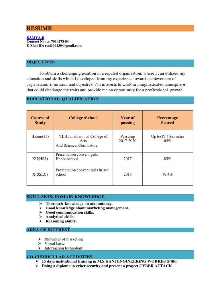 Ramya Resume | PDF | Career & Growth