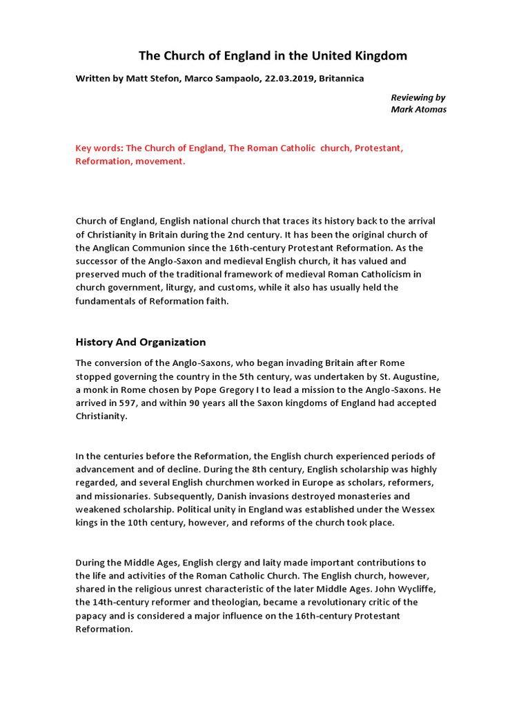 The Formation and Development of the Church of England: From Roman ...