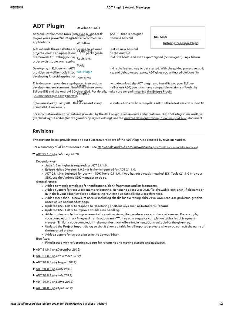 ADT Plugin - Android Developers | PDF | Eclipse (Software) | Android ...