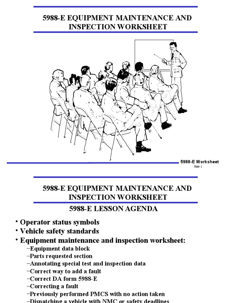 5988-E Equipment Maintenance and Inspection Worksheet | PDF | Vehicles ...