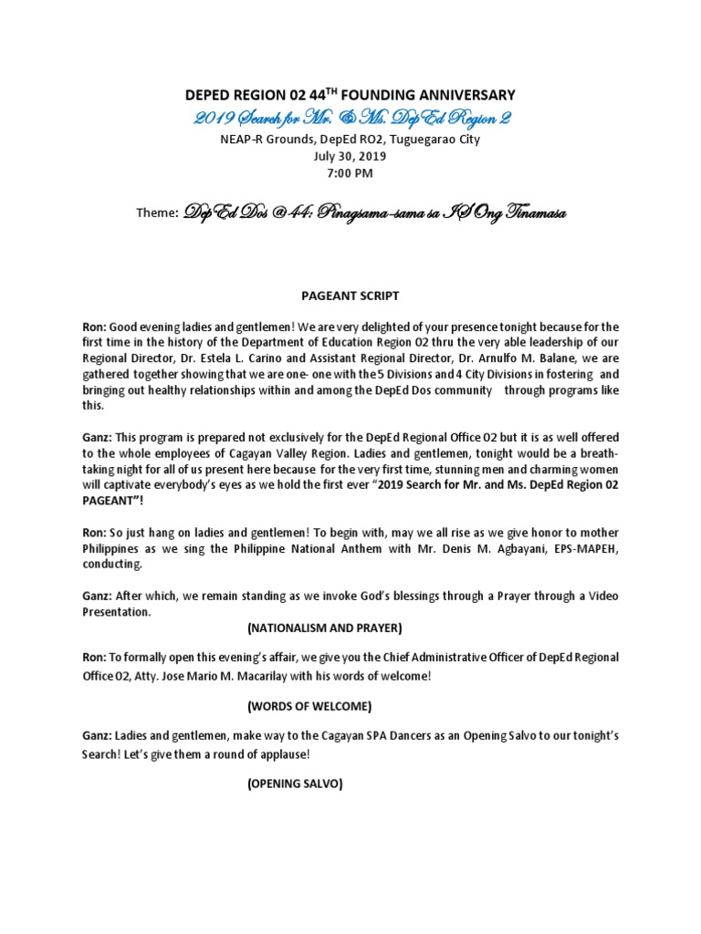 Pageant Script Edited | PDF