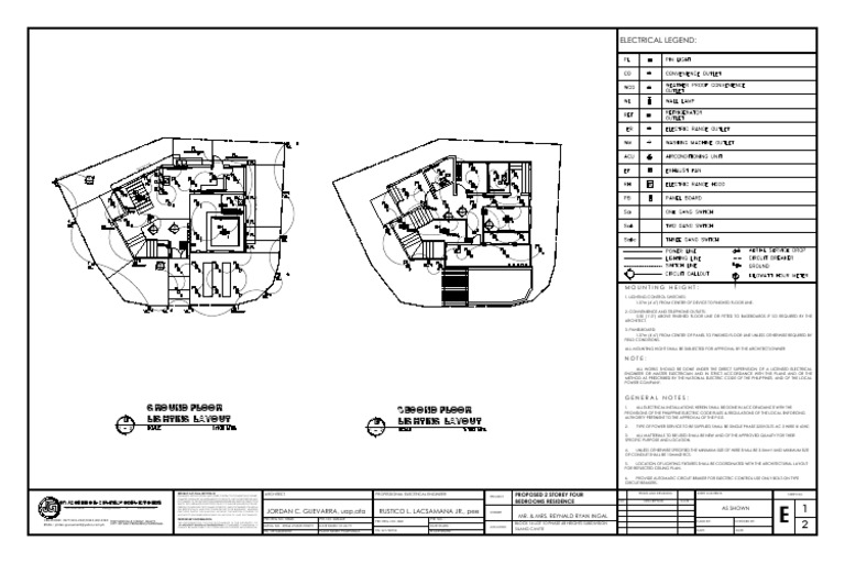 Ground Floor Lighting Layout Second Floor Lighting Layout: Electrical ...