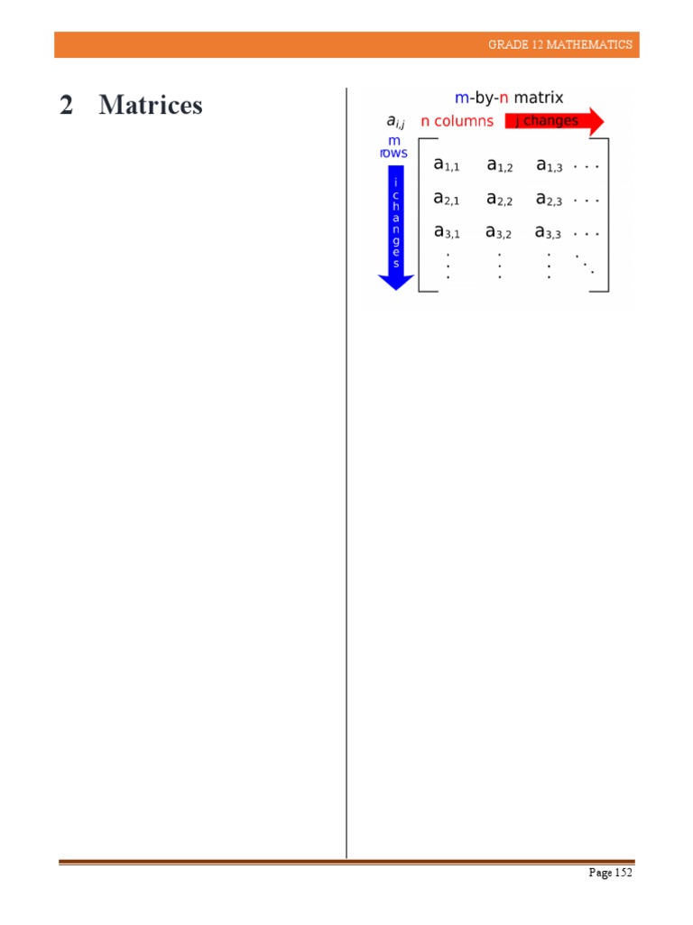 2 Matrices: Grade 12 Mathematics | PDF | Matrix (Mathematics) | Linear ...