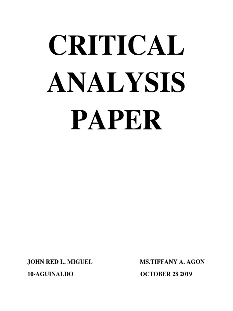 Critical Analysis Paper | PDF
