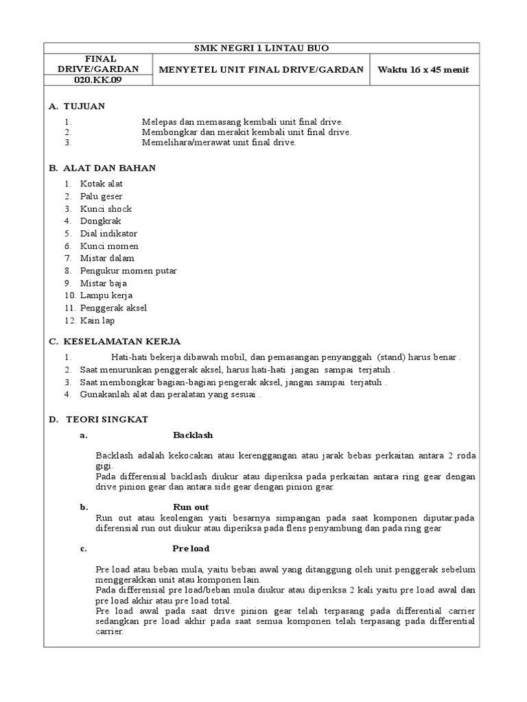 Job Sheet Gardan 2 | PDF | Teknologi & Rekayasa